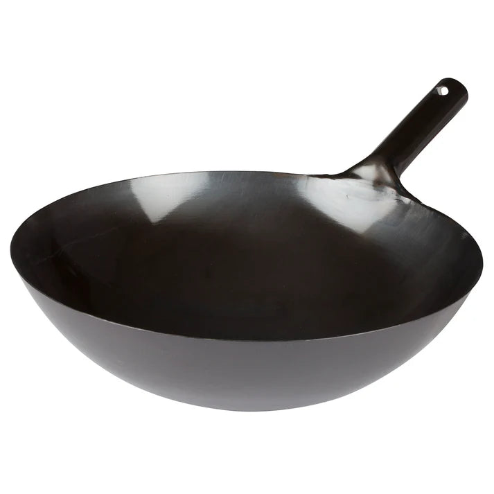 Winco WOK-36 16" Chinese Wok Carbon Steel - Black | Nella Cutlery