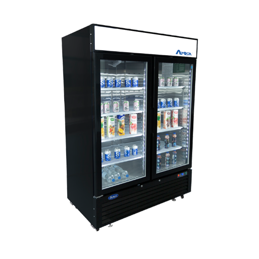 Atosa MCF8721ES 54" Merchandising Freezer with 2 Glass Doors, Black Ex ...