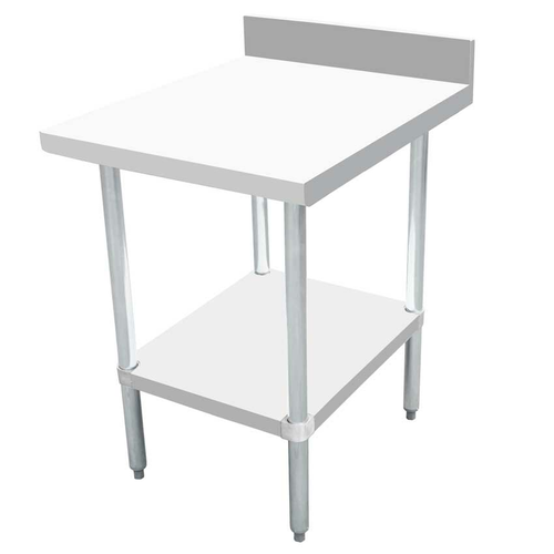 Nella 24" x 30" Filler Table with 4" Backsplash & Galvanized Undershel ...