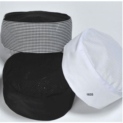 Premium Uniforms 1635B Pill Box Cap with Mesh Top, Black | Nella Cutlery