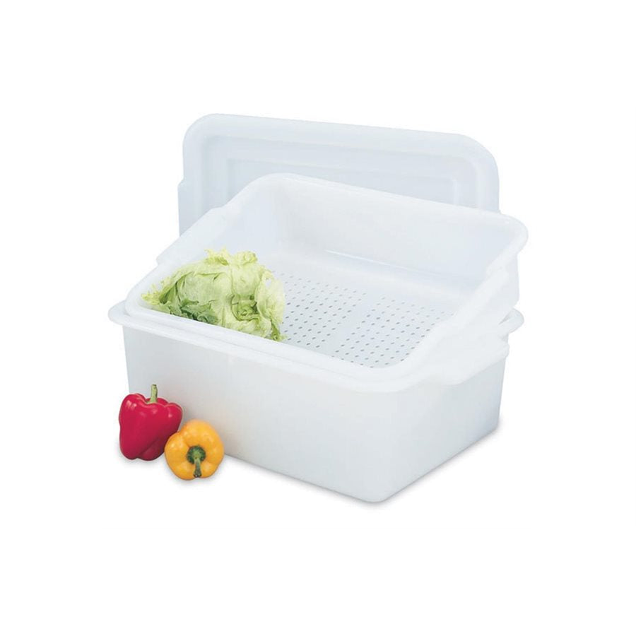 Vollrath 52618 Perforated Drain Box Kit with Bus Bin & Cover, White ...