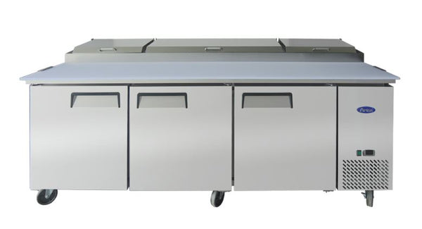 Atosa MPF8203GR 93" Refrigerated Pizza Prep Table with 3 Solid Doors ...
