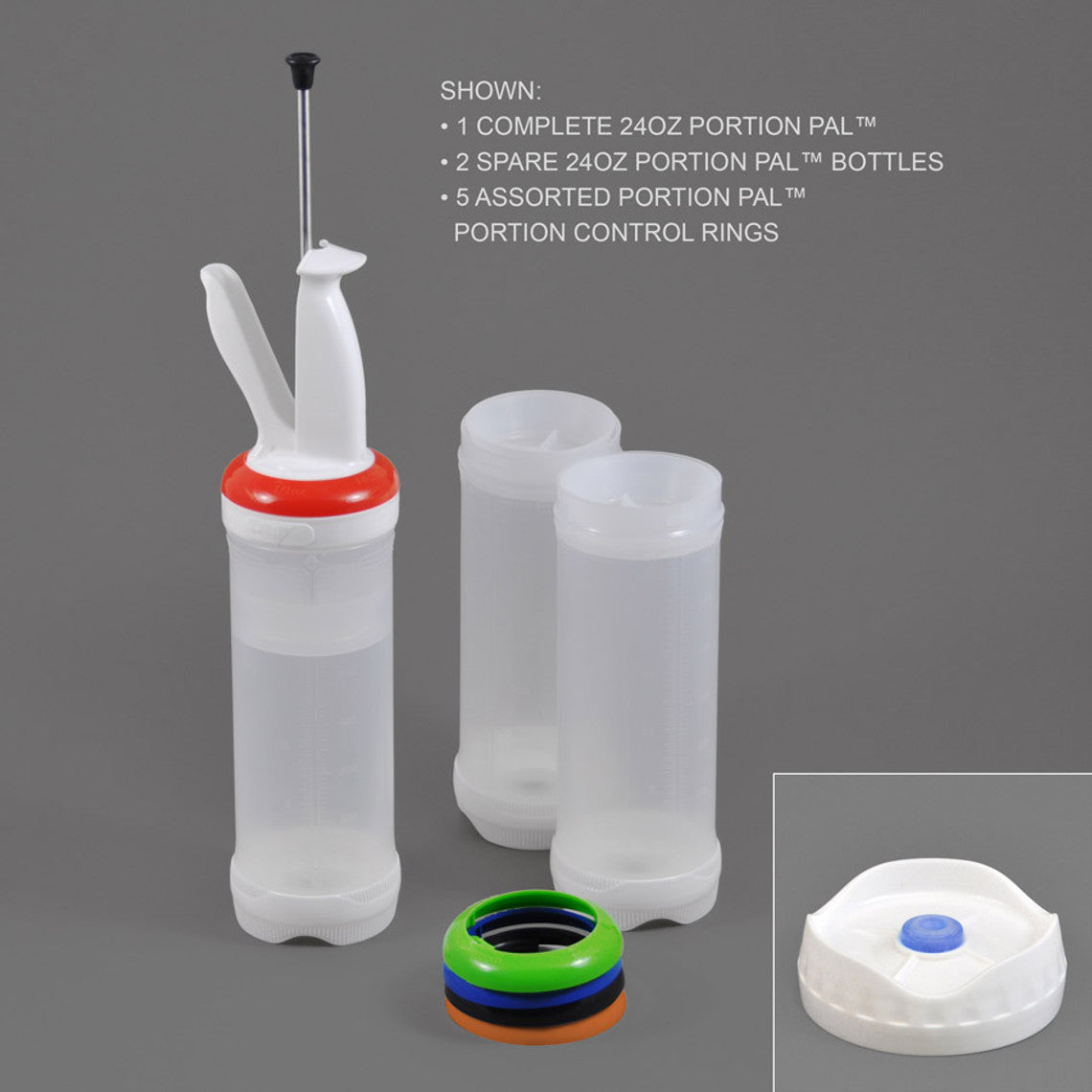 Fifo Portion Pal 24 Oz Kit with 1 x 2-Valve Cap & 5 Assorted Rings, Bl ...