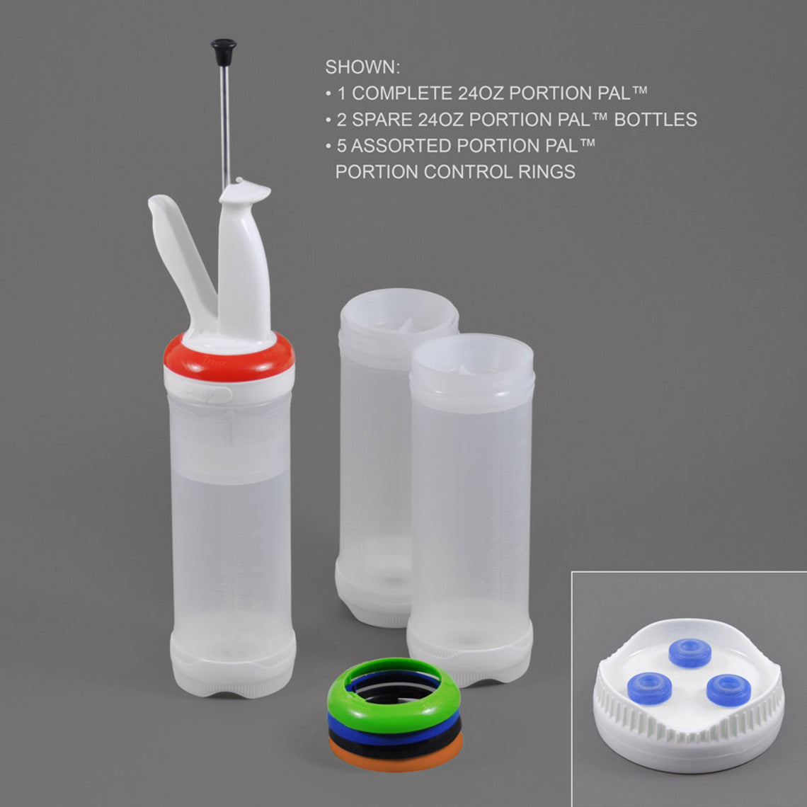 Fifo Portion Pal 24 Oz Kit with 1 x 3-Valve Cap & 5 Assorted Rings, Bl ...